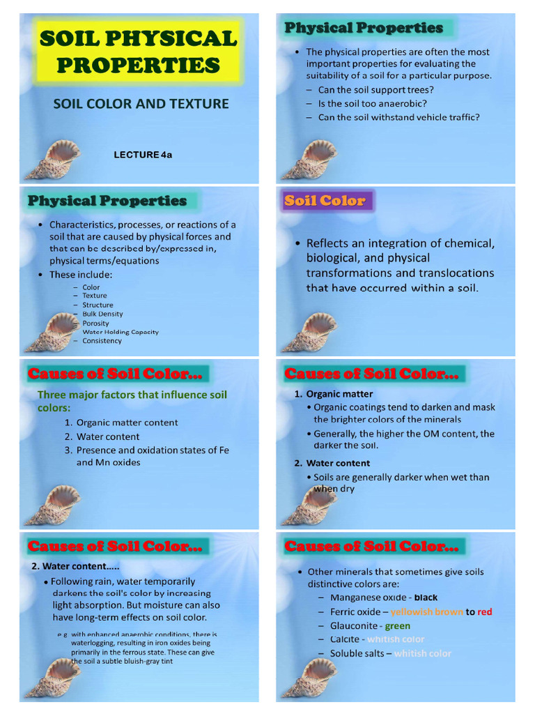Lecture 4a - Soil Color and Texture - For Lecture HANDOUT | PDF