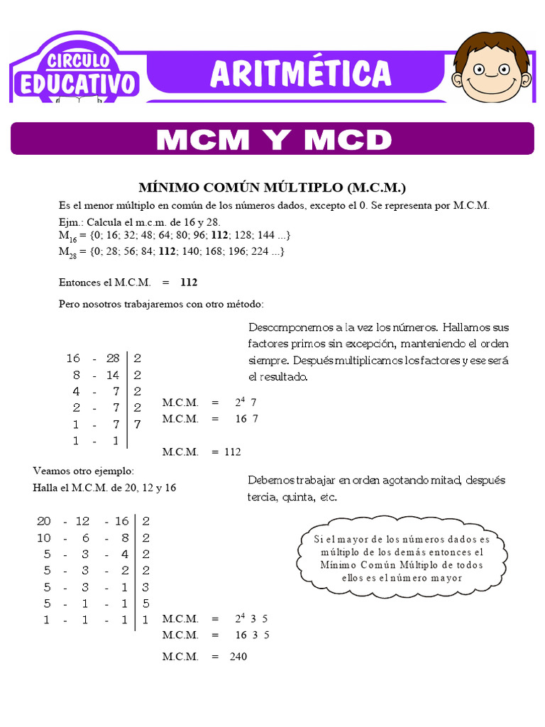 MCM y MCD | PDF | Teoría de los números | Matemática Elemental