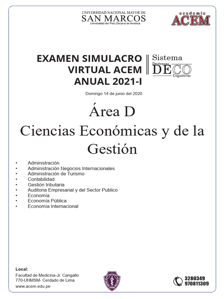 Simulacro 2 Anual Bloque D | PDF | Mercado (economía) | Monopolio