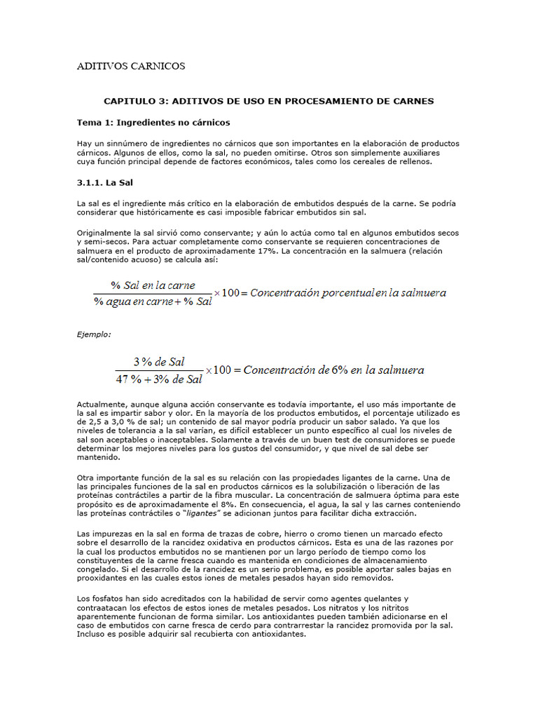 Aditivos en CARNICOS | PDF | Curado (Conservación de Alimentos) | Carne