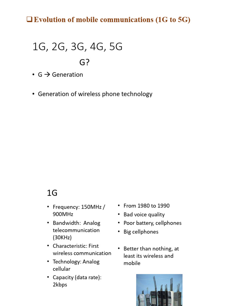 1.1. Evolution of Mobile Communication (1G To 5G) | PDF