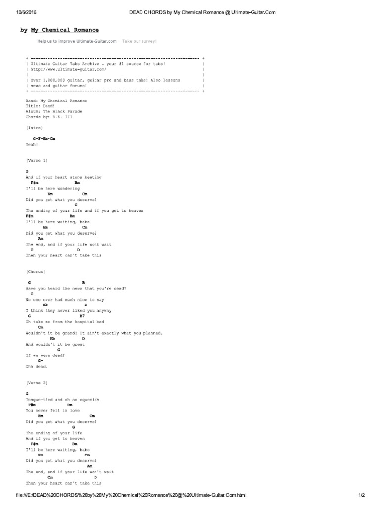 DEAD CHORDS by My Chemical Romance | PDF