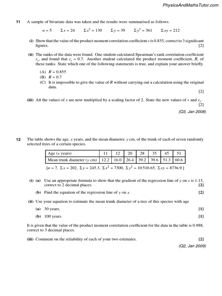 Bivariate Data 2 | PDF | Teaching Methods & Materials