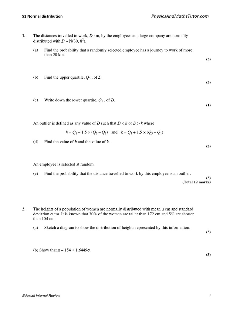 S1 Normal Distribution 1 | PDF