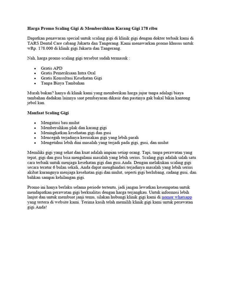 Promo Scaling Gigi Rp178rb | PDF