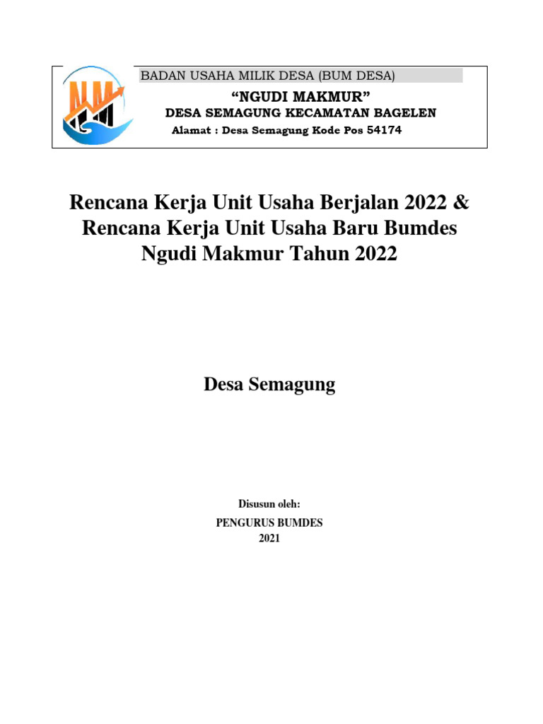 Rencana Kerja Unit Sembako Dan TB | PDF
