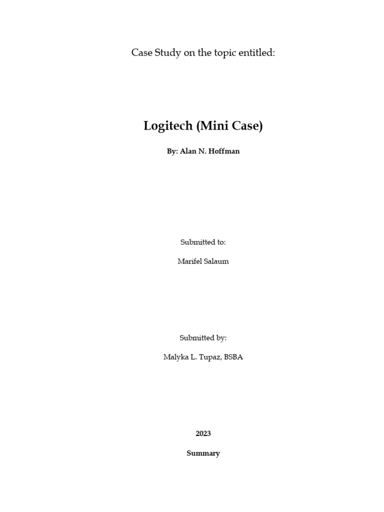 Case Study Entitled LOGITECH | PDF