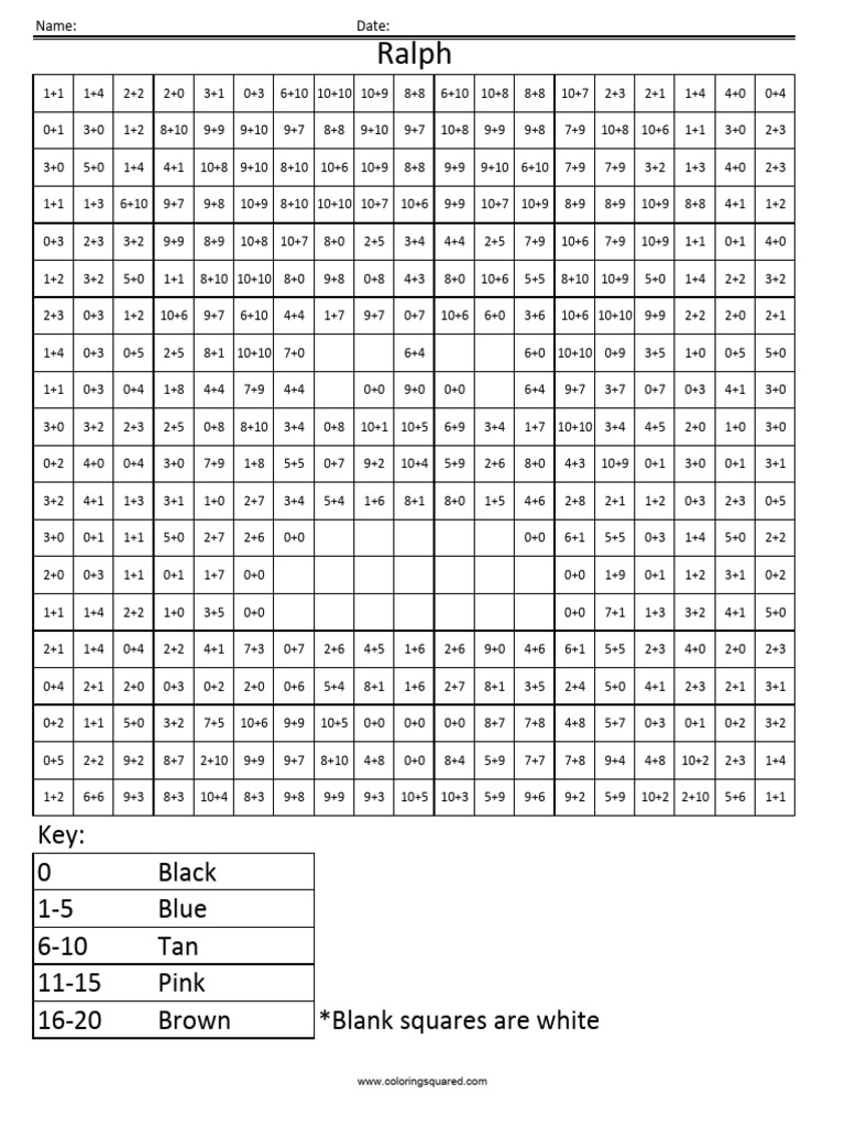 11 Wreck It Ralph Disney Coloring Math Facts | PDF