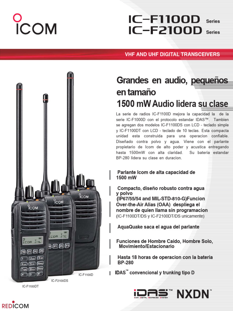 Icom F2100D | Descargar gratis PDF | Altoparlante | Producción de sonido