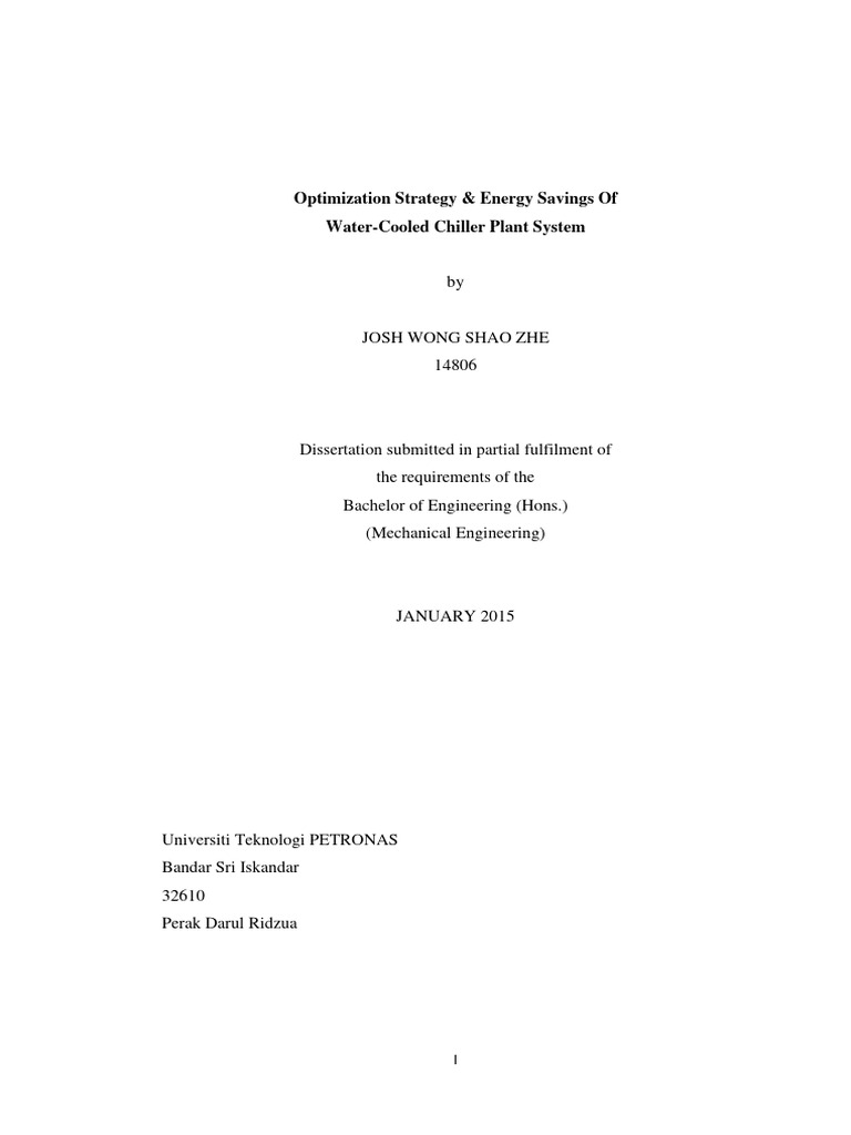 Dissertation Optimization Strategy And Energy Savings Of Water Cooled
