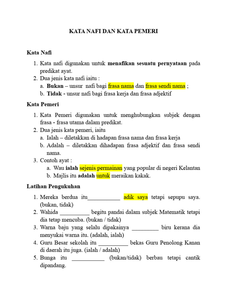 Kata Nafi Dan Kata Pemeri | PDF