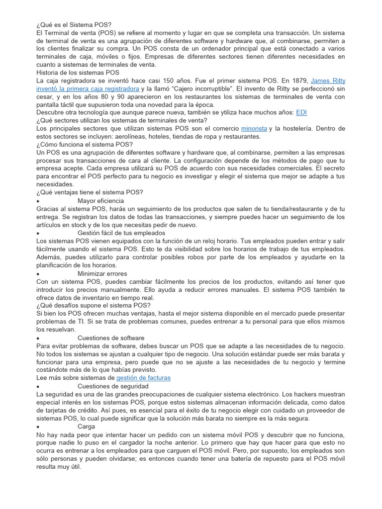 Qué Es El Sistema POS | Descargar gratis PDF | Marketing | Bancos