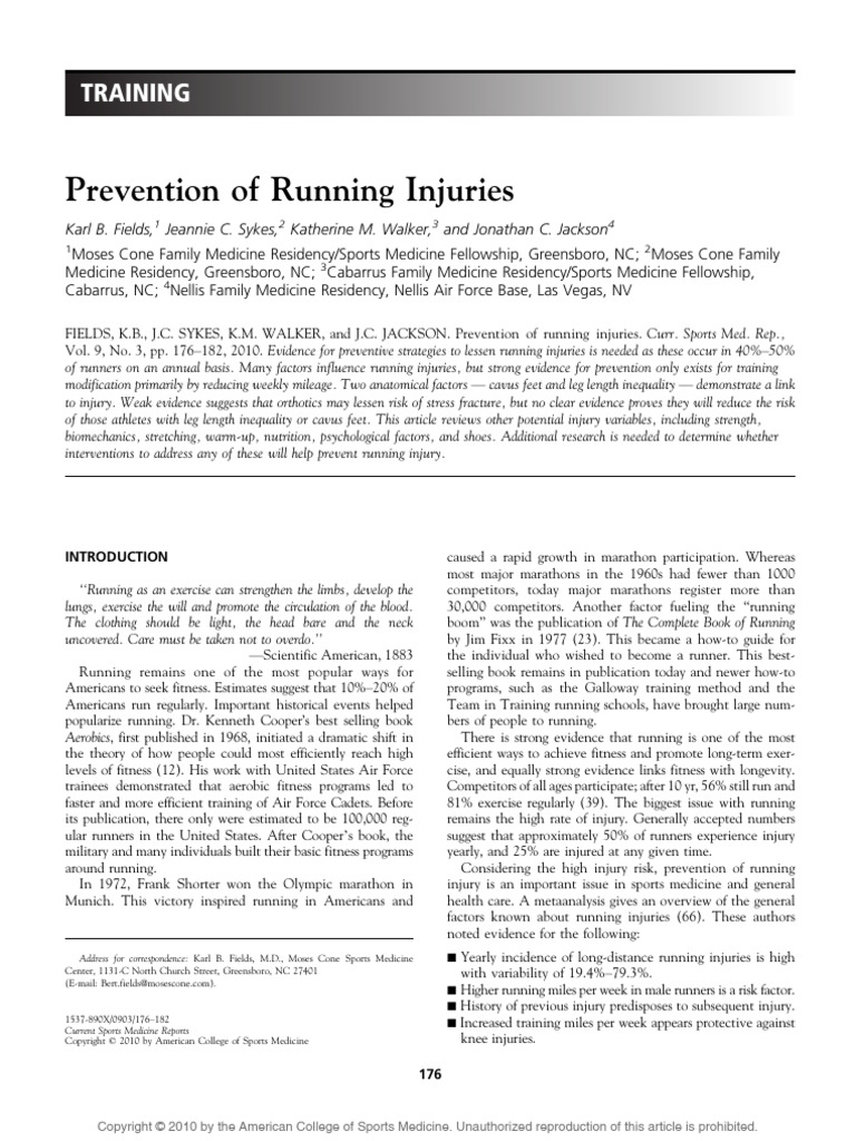 Prevention of Running Injuries | PDF | Running | Foot