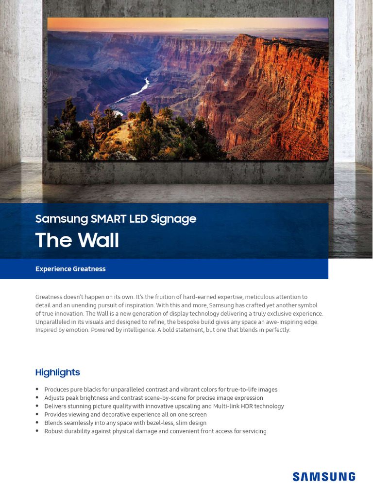 The Wall Datasheet 200305 Web | PDF | Samsung Electronics | Pixel