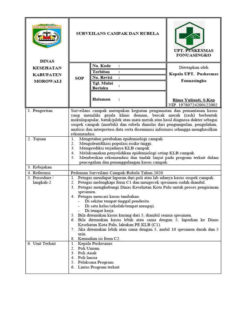 Prosedur Surveilans Campak-Rubela | PDF | Sains & Matematika