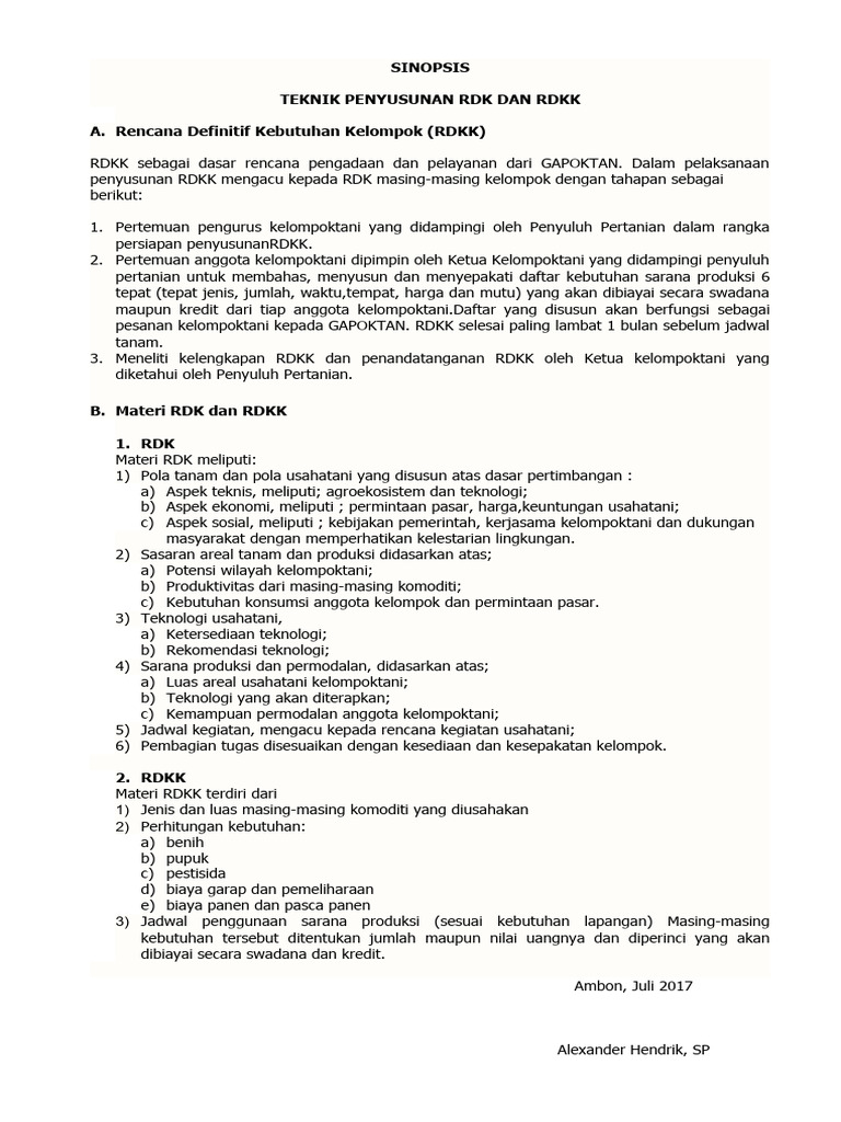 Teknik Penyusunan RDk dan RDKK | PDF