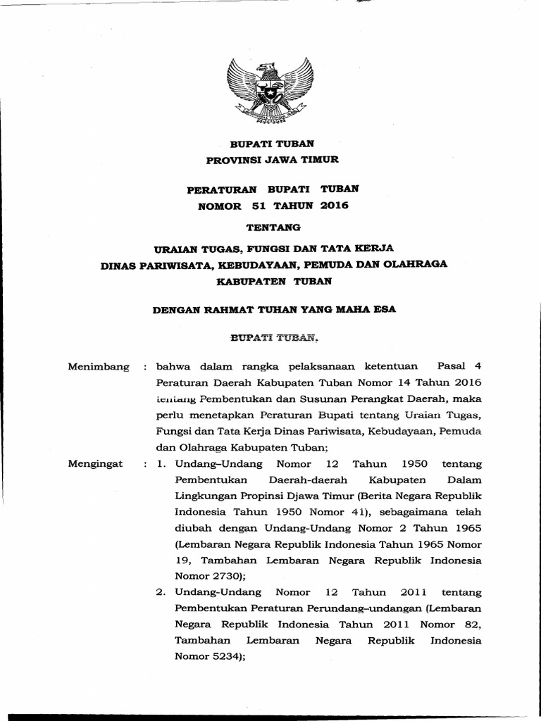 Perbup No 51 Tahun 2016 | PDF
