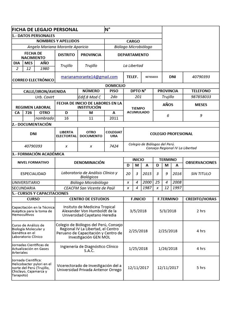 Ficha de Legajo | PDF