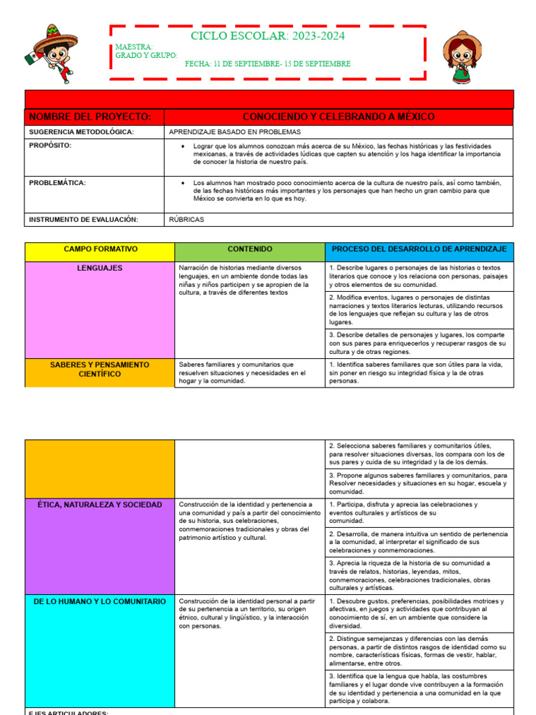 Proyecto Conociendo y Celebrando Mã - Xico | PDF | México | Conocimiento