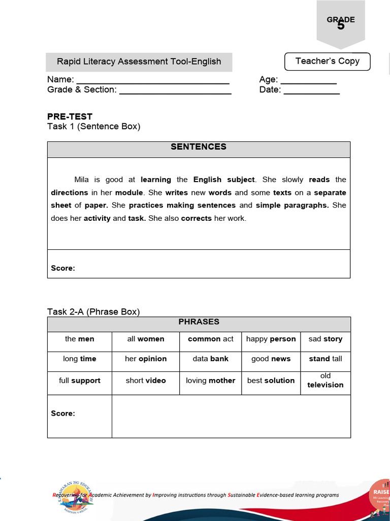 Grade-5-RLA | PDF | Learning | Verb