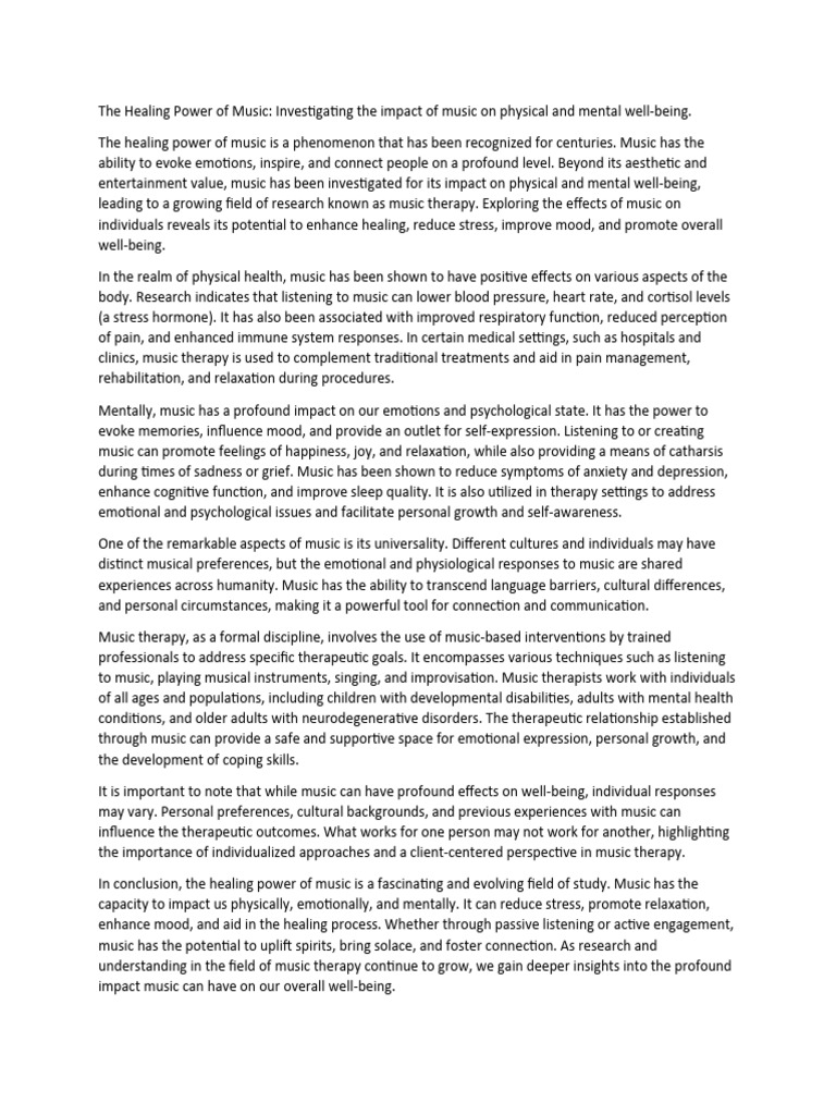 The Healing Power Of Music Pdf