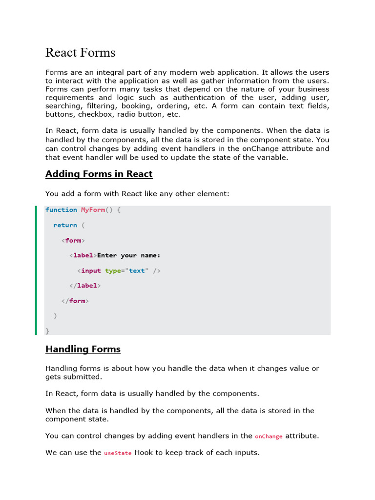 React Forms | PDF | Cyberspace | Computer Science