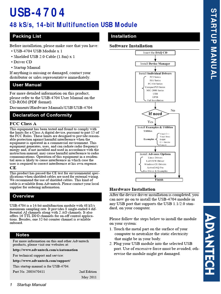 USB-4704 - Startup Manual - Ed2 | PDF