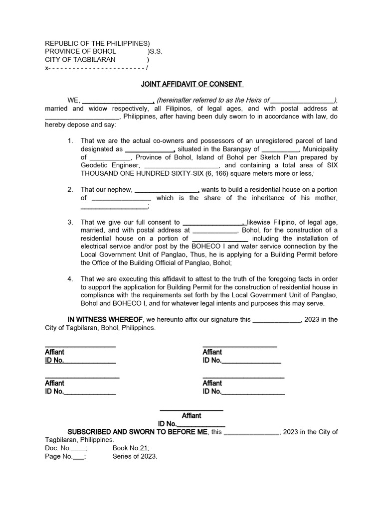 Joint Affidavit of Consent | PDF