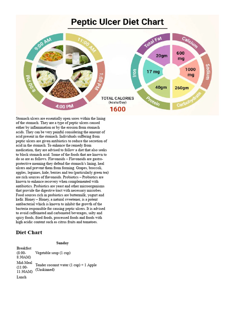 7-Day Peptic Ulcer Meal Plan | PDF | Probiotic | Flatulence