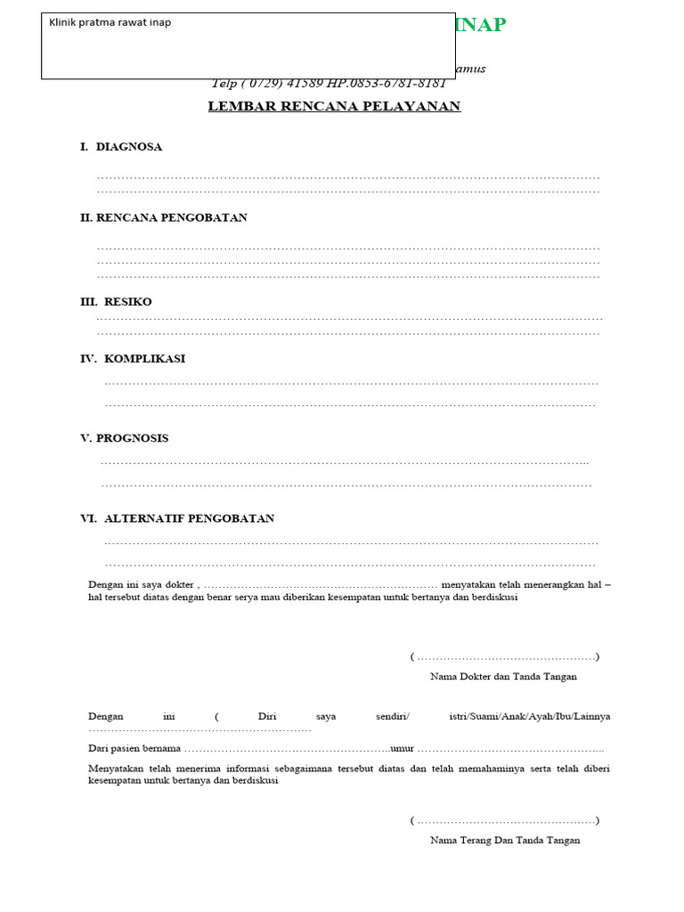 Rencana Pengobatan di Klinik Husada | PDF | Hukum | Kesehatan Holistik