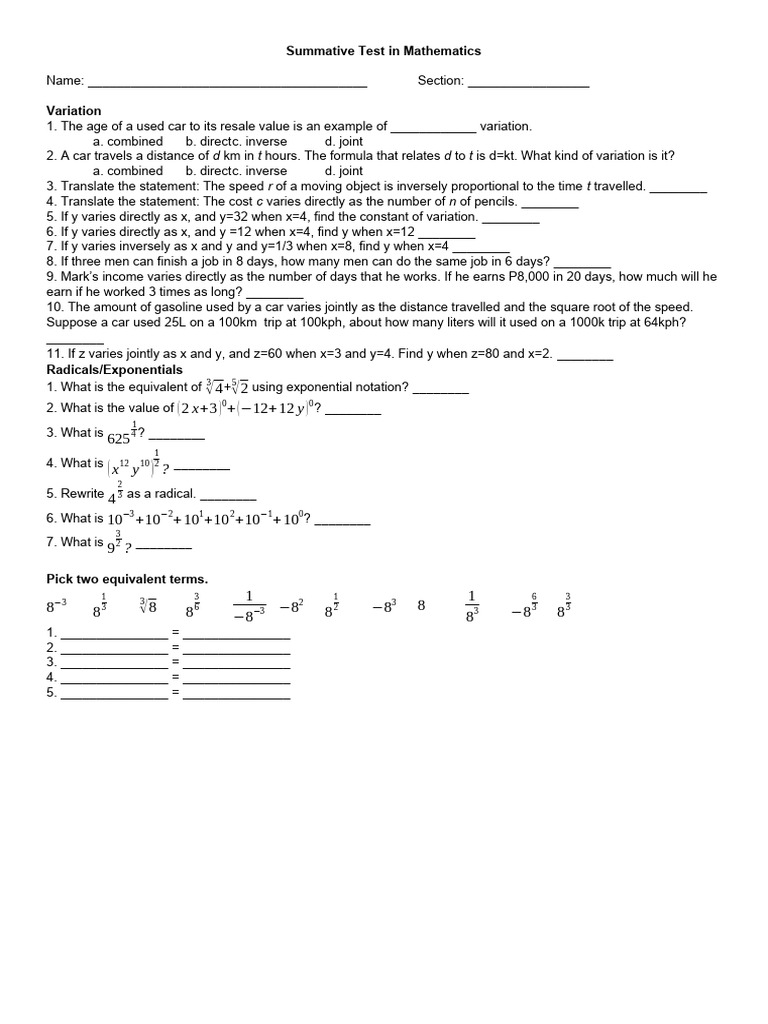 Grade 9 Quarter 2 Summative | PDF | Speed | Mathematical Analysis