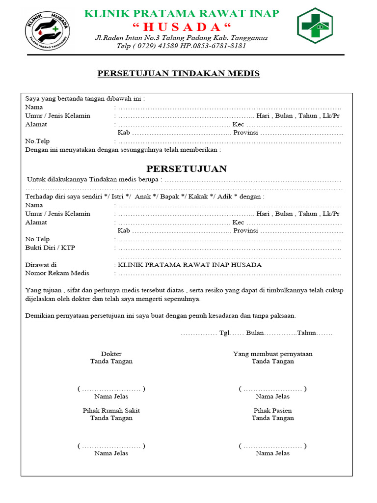 Persetujuan Tindakan Medis | PDF