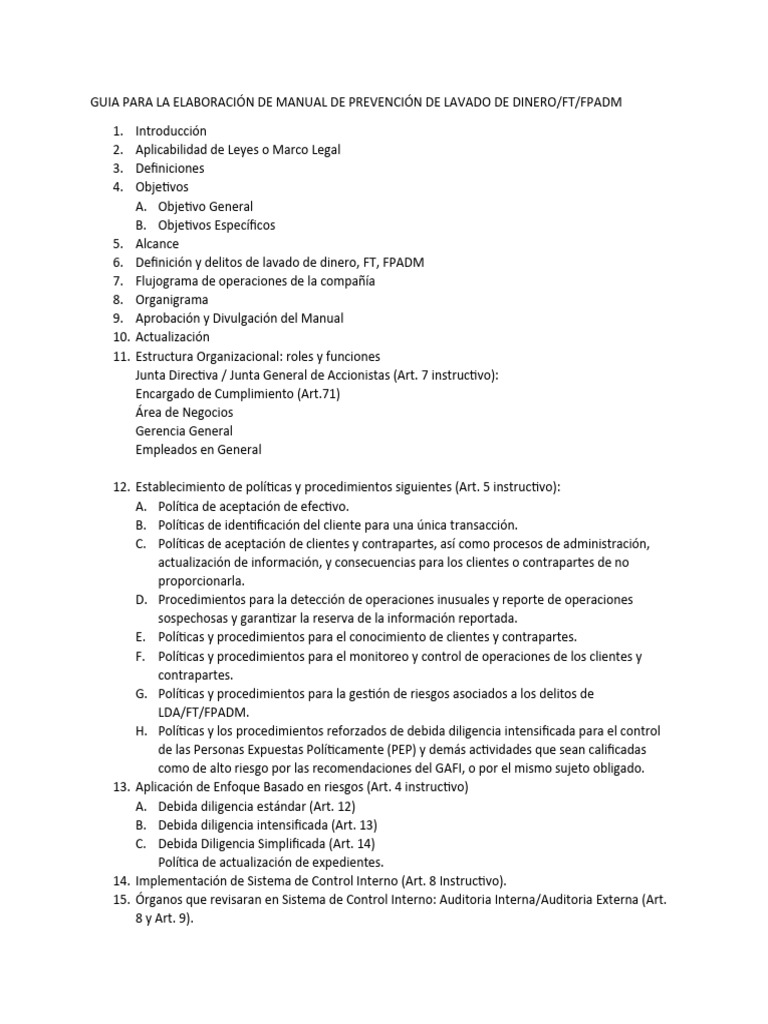 Guia de Elaboración de MANUAL PLD | PDF | Lavado de dinero