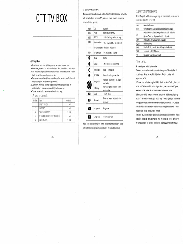 4k Ott TV Box Manual | PDF