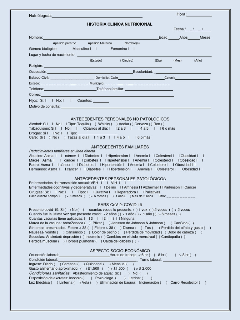 Historial Clinico Formato | PDF
