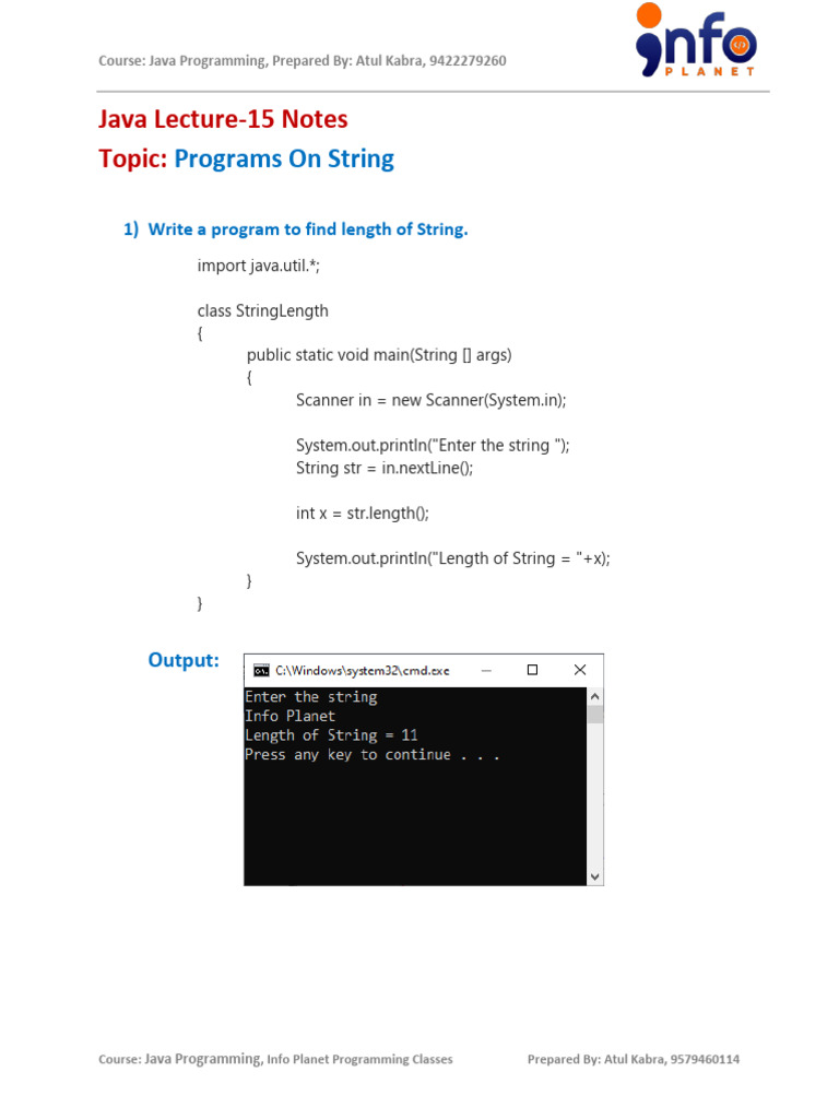 Java Lec-15 Programs On String.1ebcabf | PDF | Computer Programming | Software Development