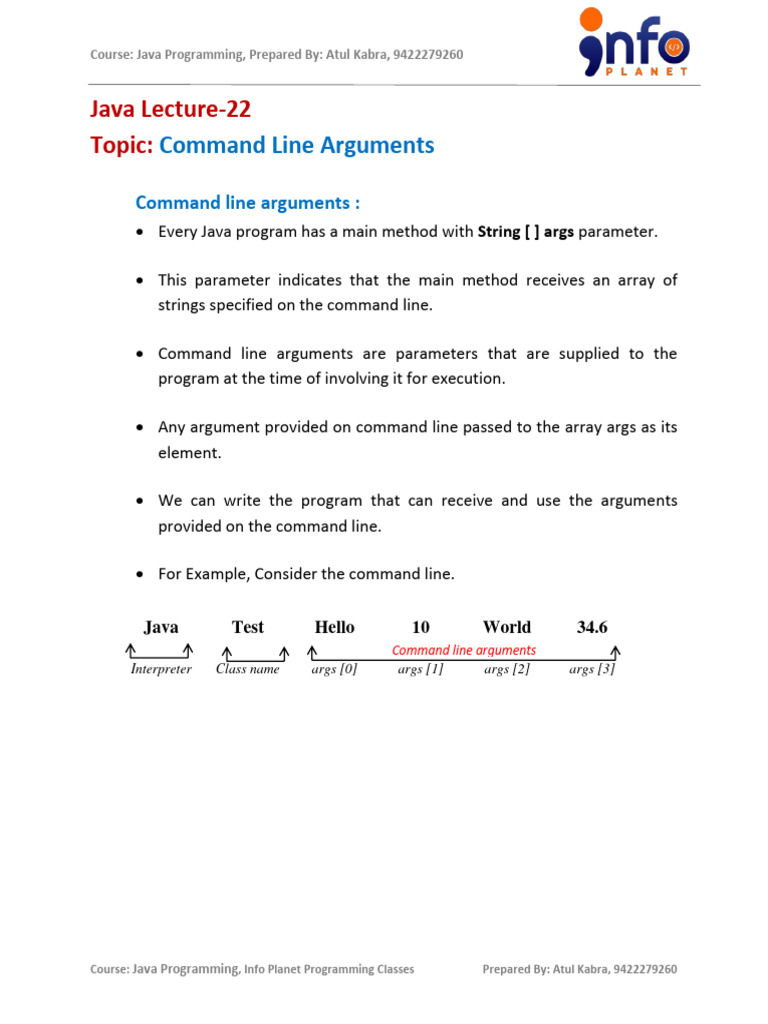 Java Lec-22 Command Line Arguments.488d7fb | PDF | Technology & Engineering