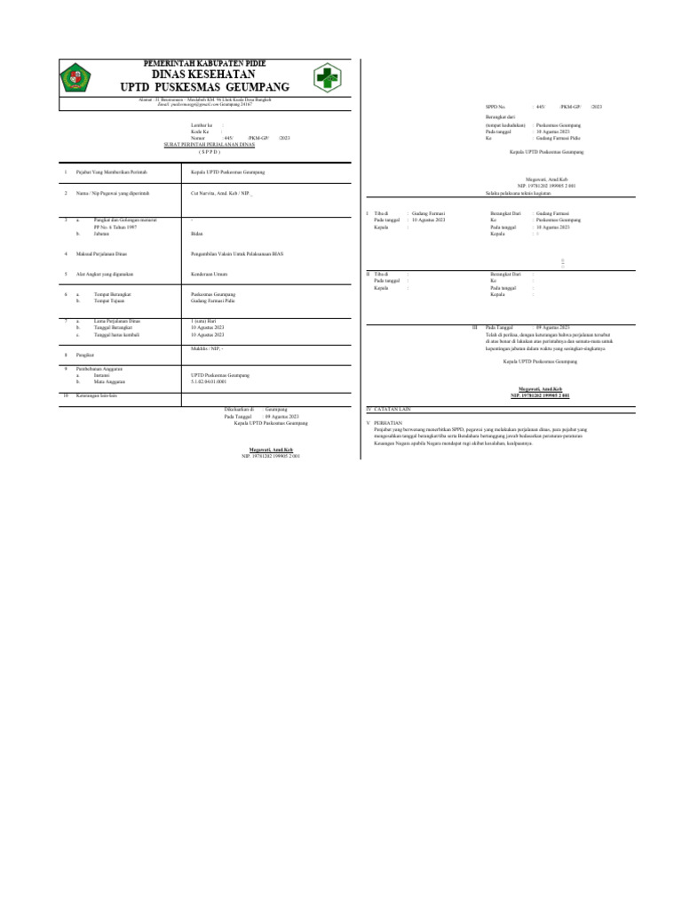 Contoh SPPD - 2023 | PDF