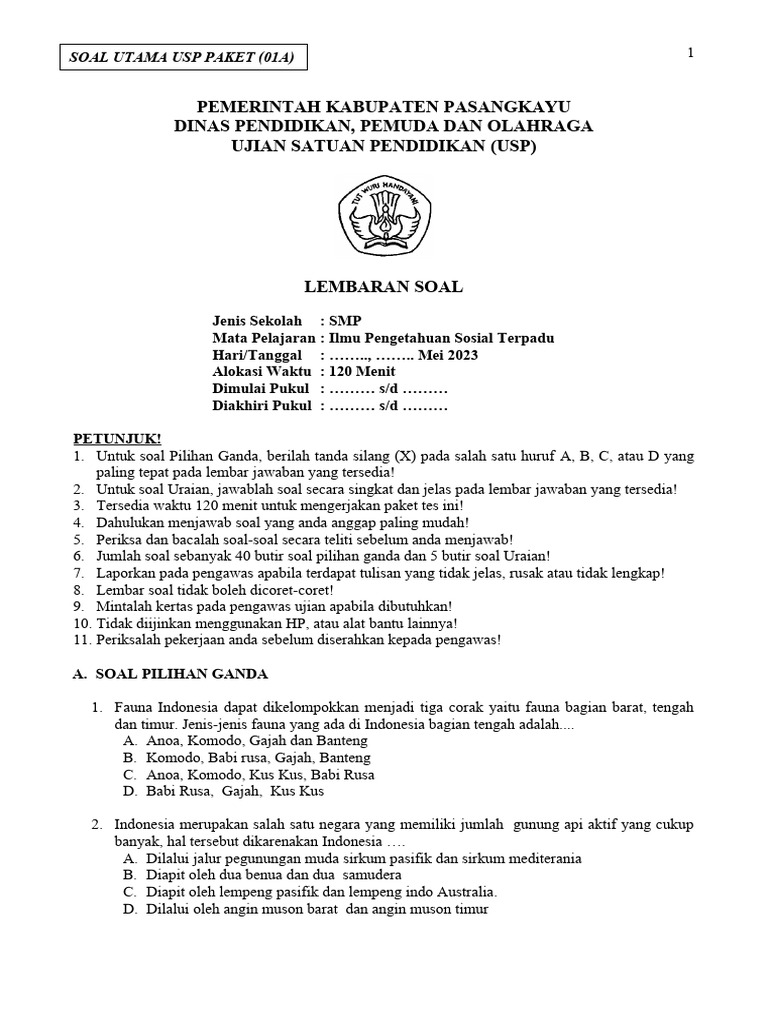 Soal Utama Ups - Ips | PDF | Ilmu Sosial | Perjalanan