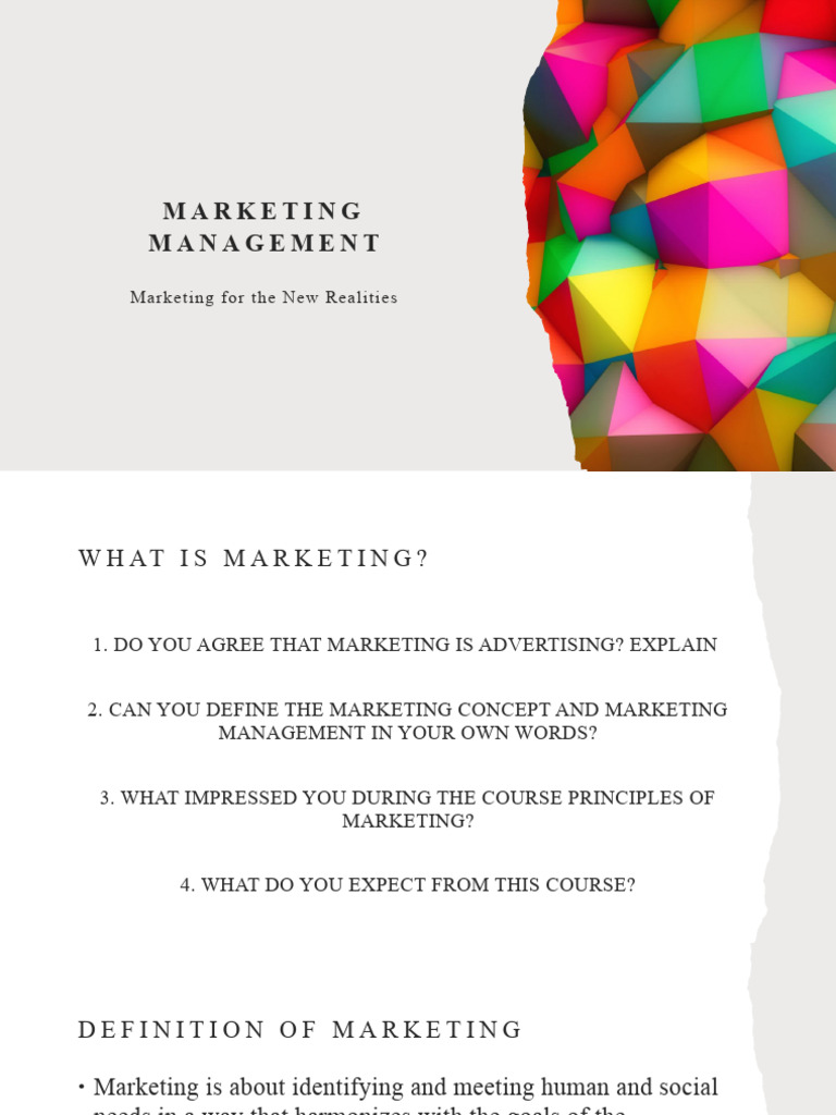 MM - Lecture 1 - Introduction To Marketing Management | PDF | Marketing ...