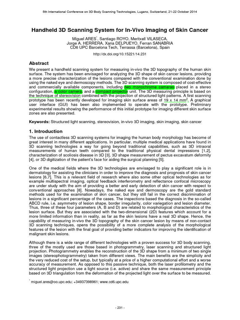 (2014) M. Ares Et Al., Skin Cancer, Proceeding | PDF