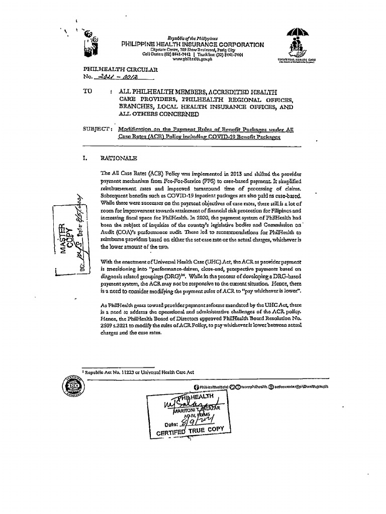 PHIC Philhealth Circular No 2021 0012 | PDF