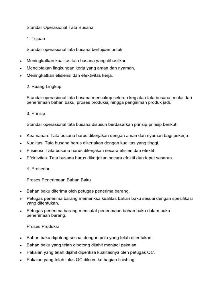 Sop Tefa Busana | PDF