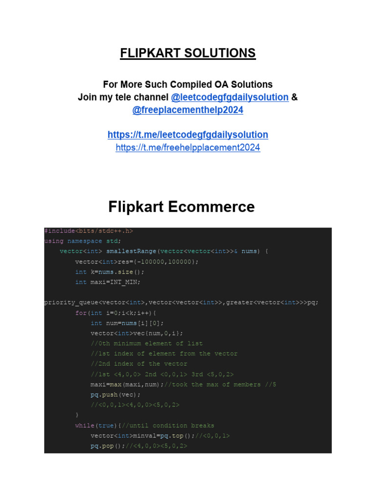 FLIPKART SOLUTIONS BY LEETCODEGFGDAILYSOLUTION | PDF | Computer Programming | Computing
