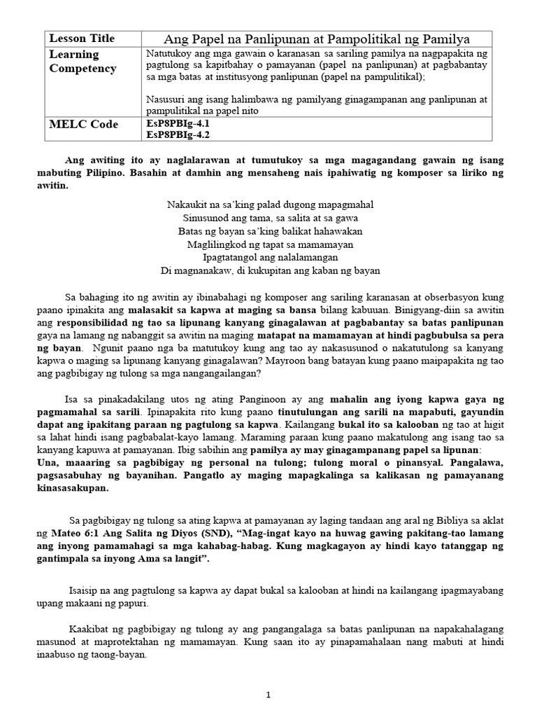 ESP 8 Q1 WK 6-8 Compilation | PDF
