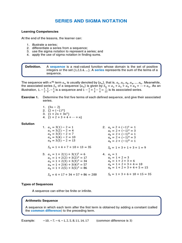 Series and Sigma Notation | PDF