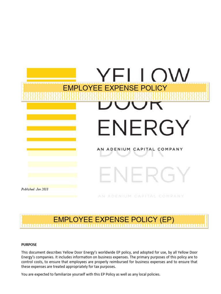 Yellow Door Energy Expense Policy Overview | PDF | Expense | Employment