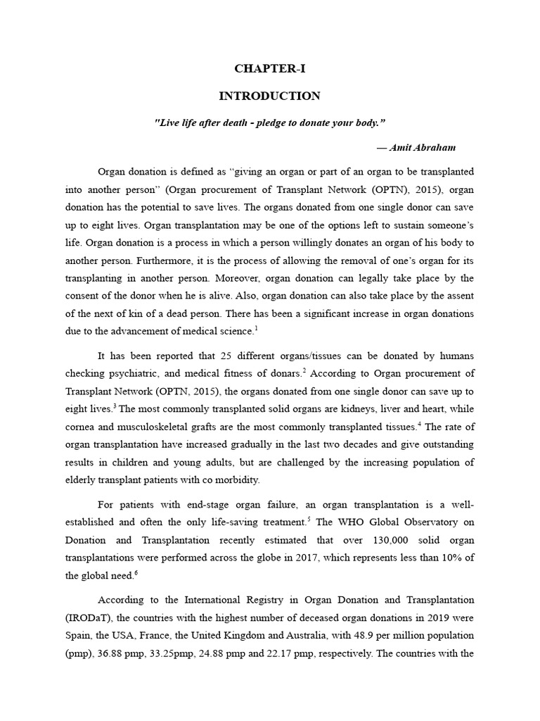 Intro | PDF | Organ Donation | Organ Transplantation