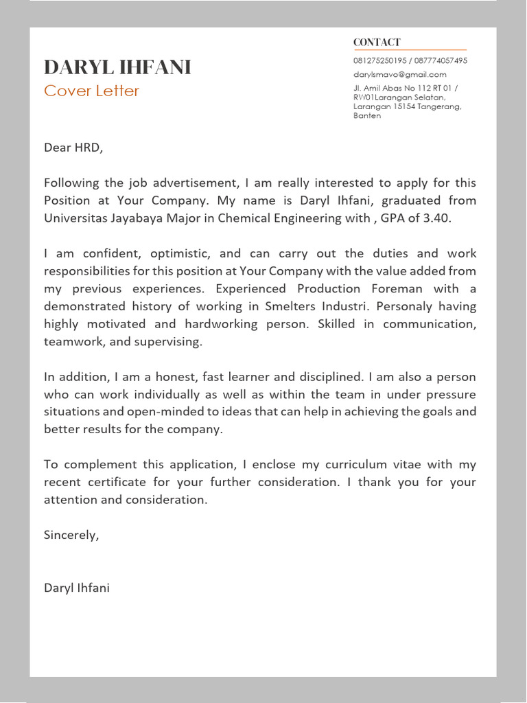 A2 Cover Letter | PDF