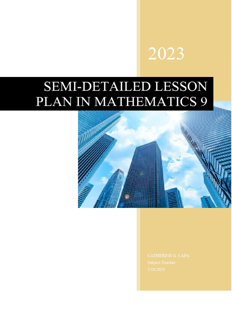 Lesson Plan In Angles Of Elevation Pdf